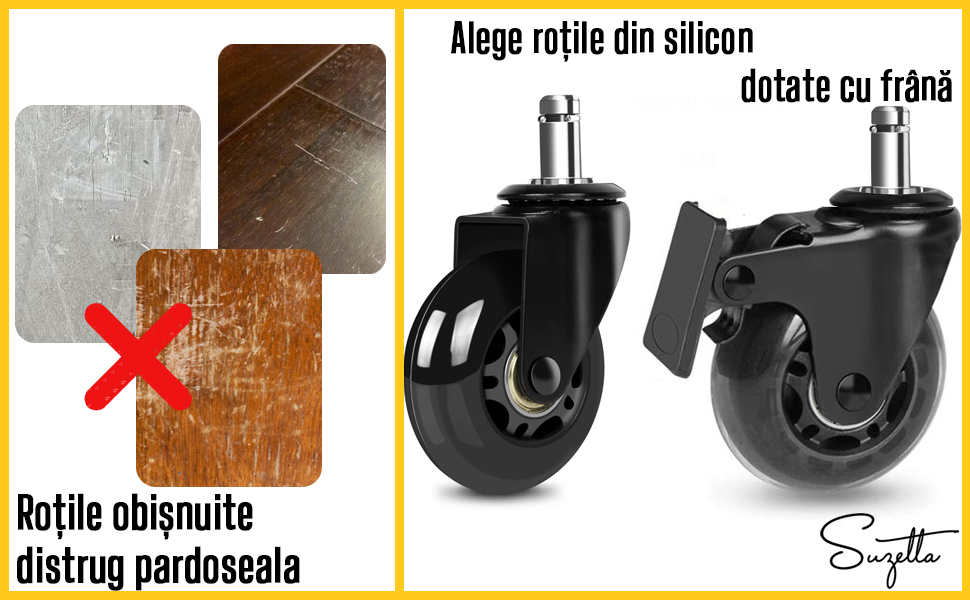 Set 5 Roti de Silicon 2.5 inch, pentru scaune de birou - Universale ...